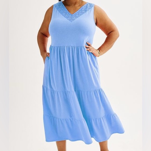 croft & barrow | Dresses | Croft Barrow Embroidered Tank Dress Blue ...